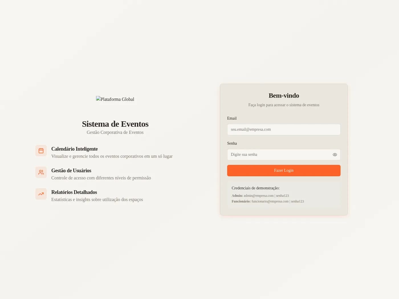 Plataforma Global - Sistema de Eventos