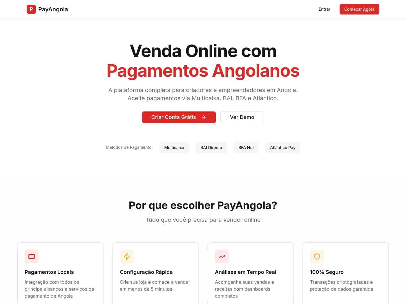 Plataforma de Pagamento Angolana Inspirada na Kiwify