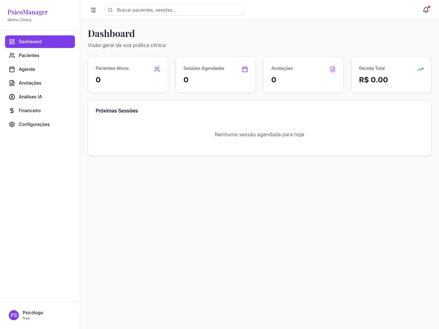 Plataforma Inteligente de Gerenciamento Psicoterapêutico com Análise de Notas baseada em IA