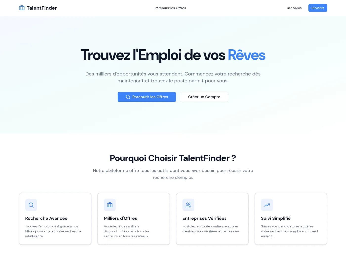 TalentFinder: Plateforme de Recherche d'Emploi Innovante
