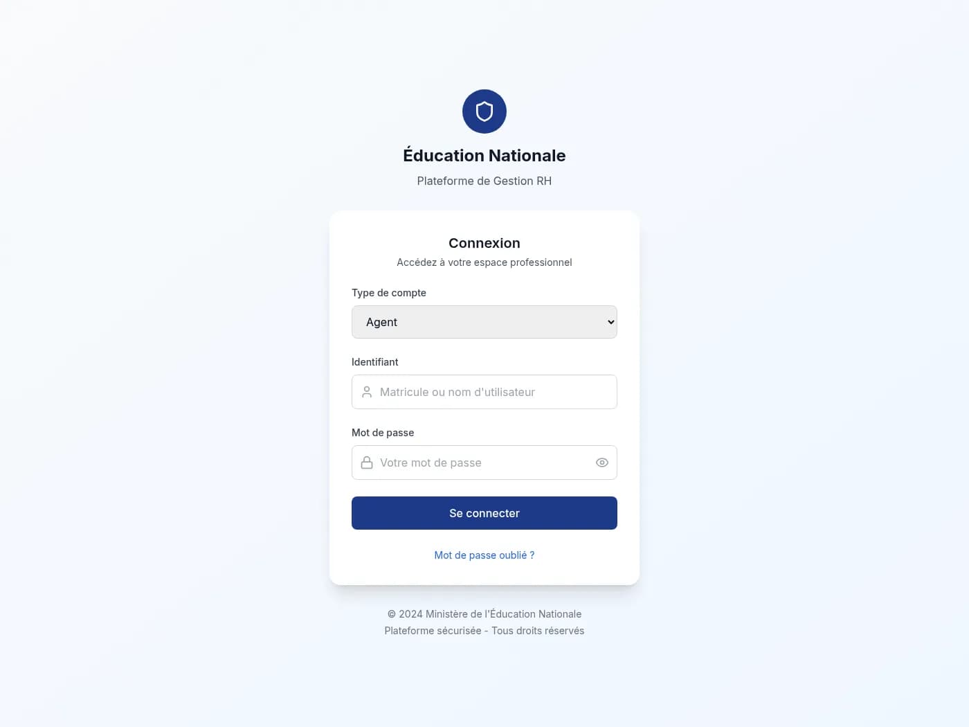 Plateforme de Gestion RH et Administrative pour Éducation Nationale