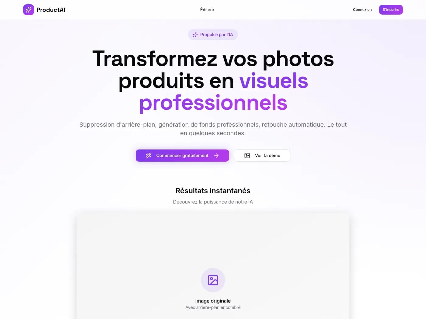 Plateforme Pro d’Amélioration IA d’Images Produits pour E-commerce