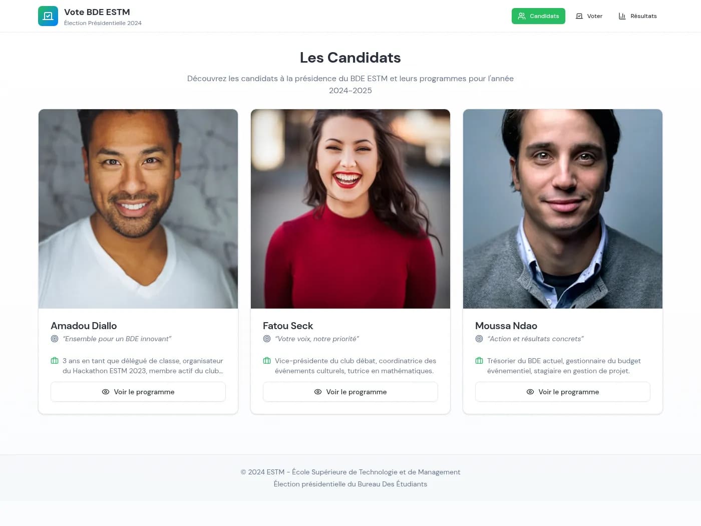 Plateforme de Vote Présidentielle BDE ESTM