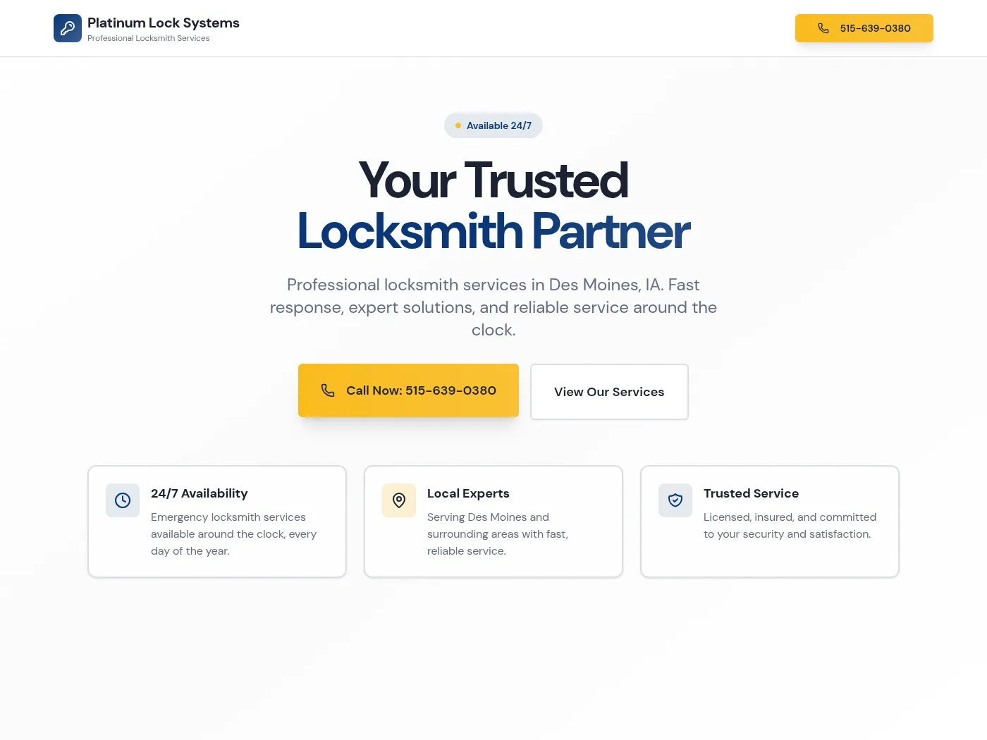 Platinum Lock Systems Locksmith Website