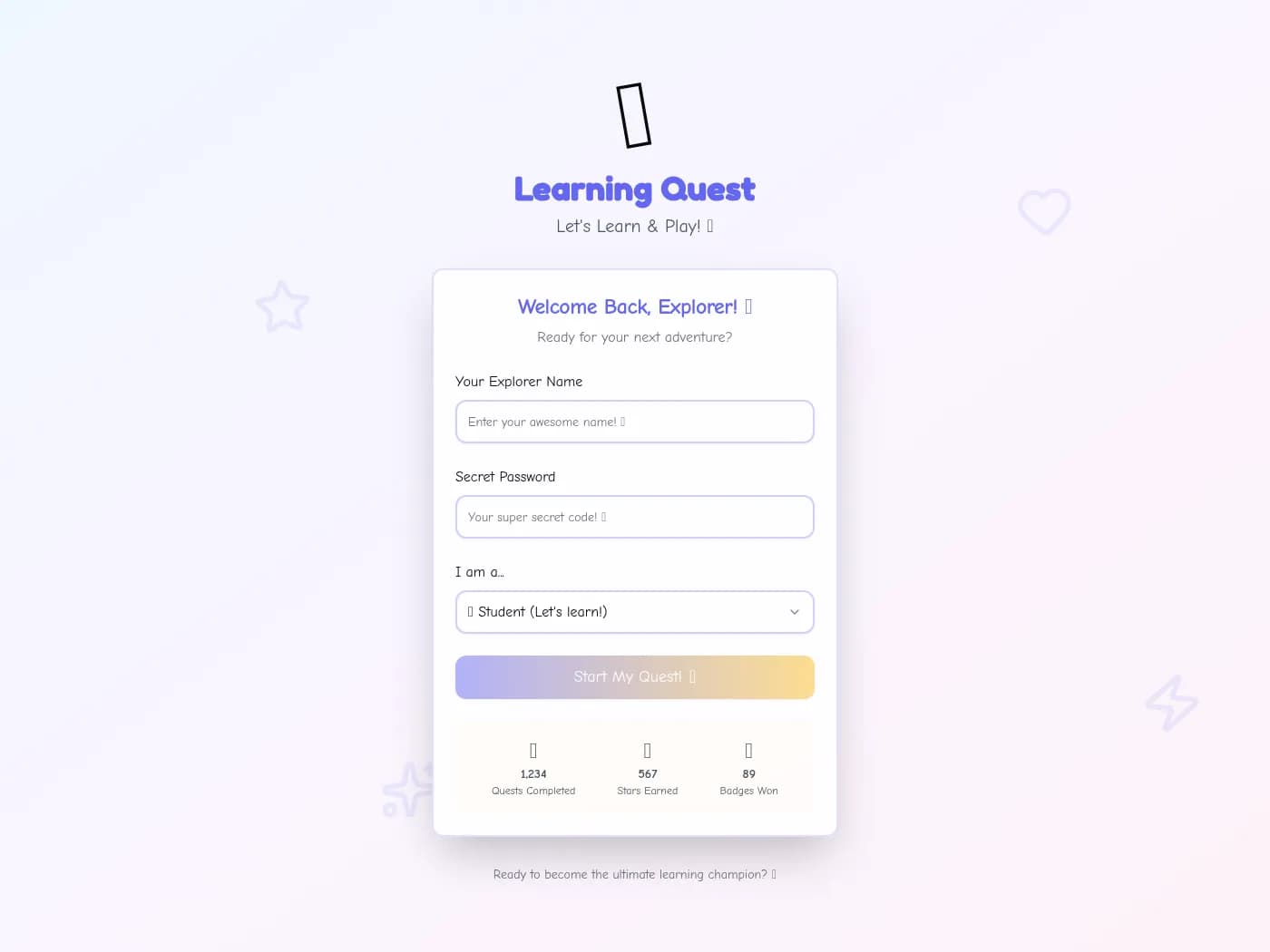Playful Learning Quest – A Gamified, Kid-Friendly Learning Platform Scaffold