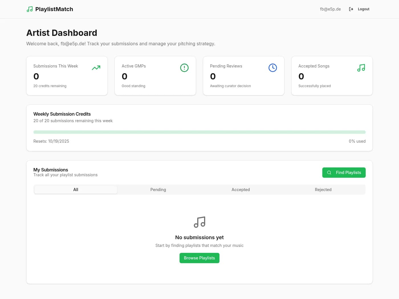 PlaylistMatch – Plattform für Spotify-Pitching & Kuratoren-Tools