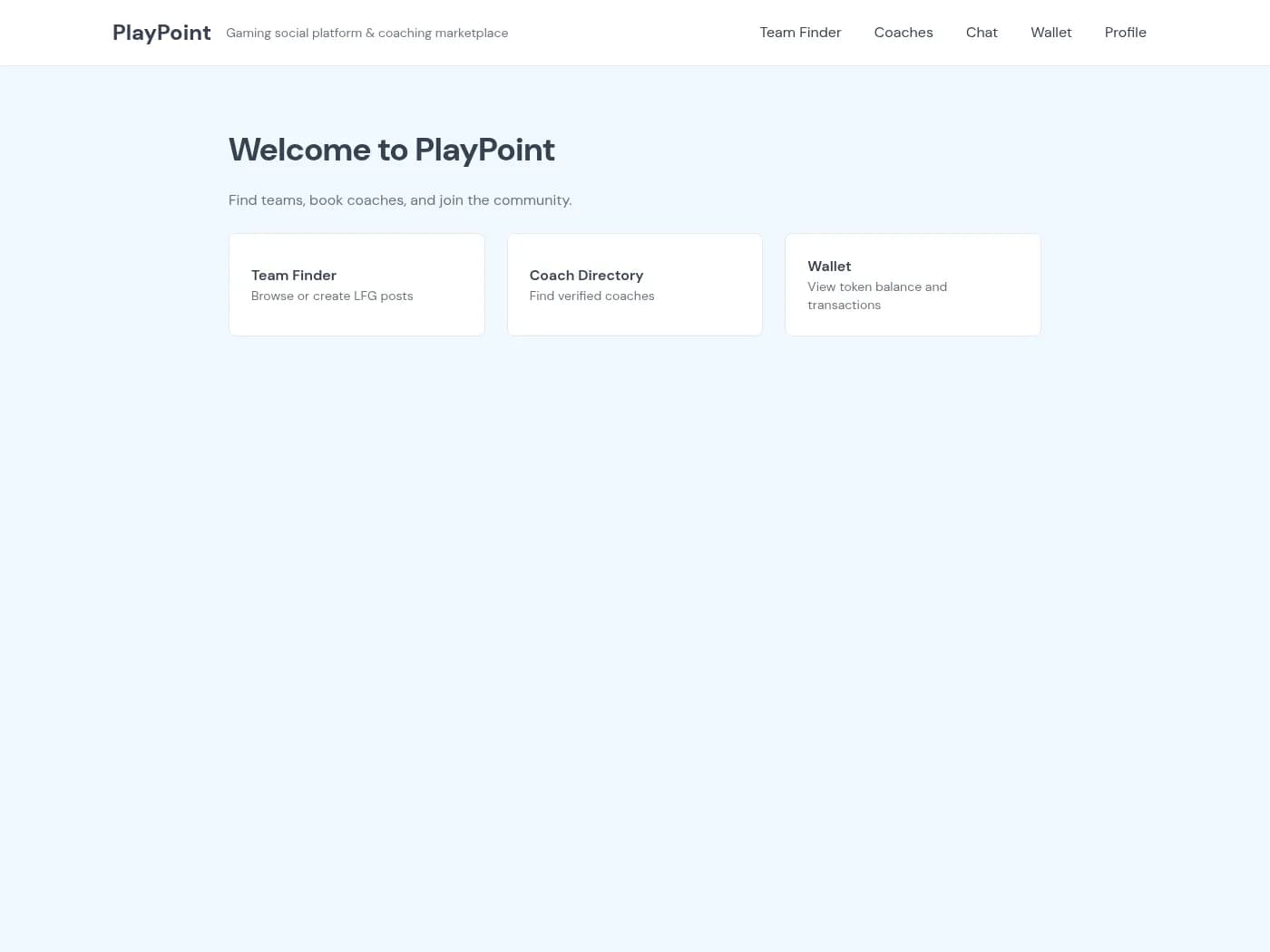 PlayPoint - All-in-One Gaming Social Platform & Coaching Marketplace