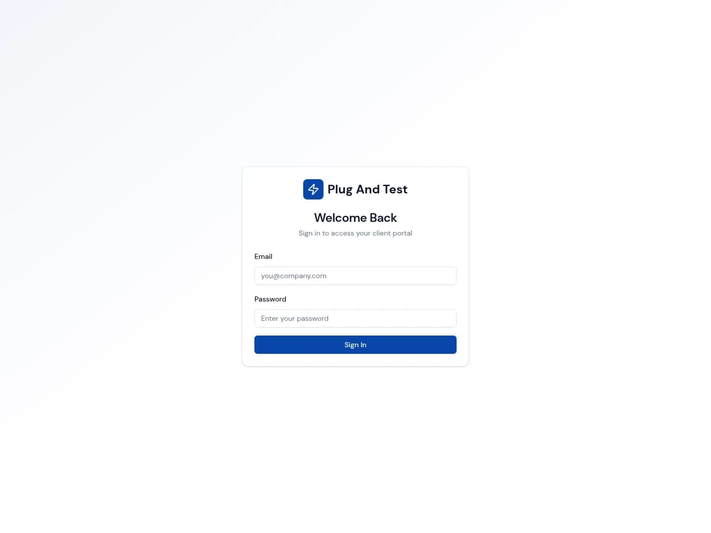 Plug And Test Secure Client Portal