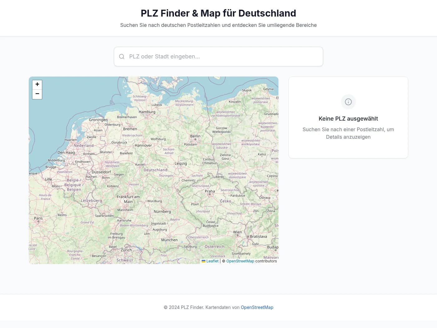 PLZ Finder & Map für Deutschland