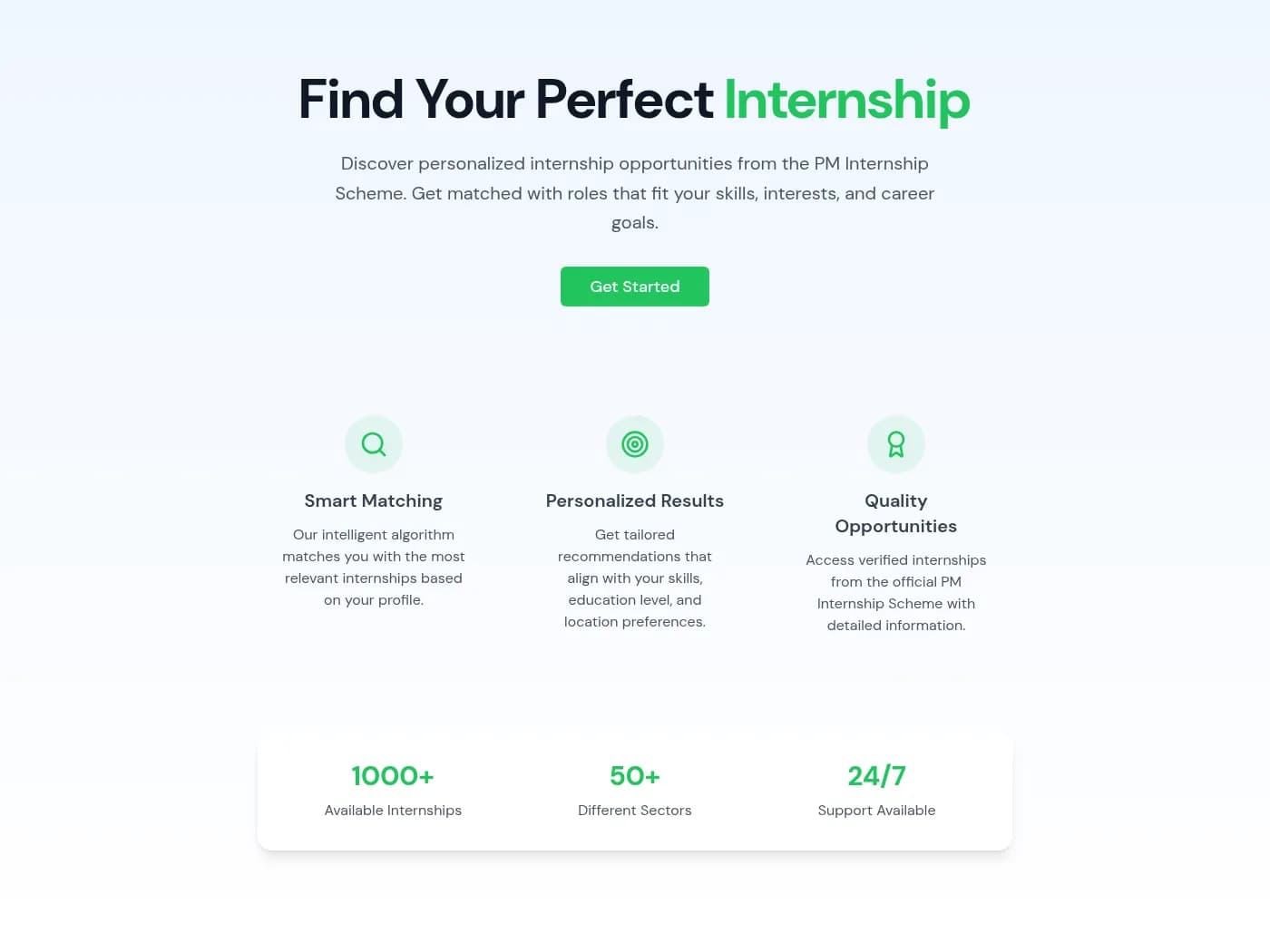 PM Internship Recommendation Engine Website
