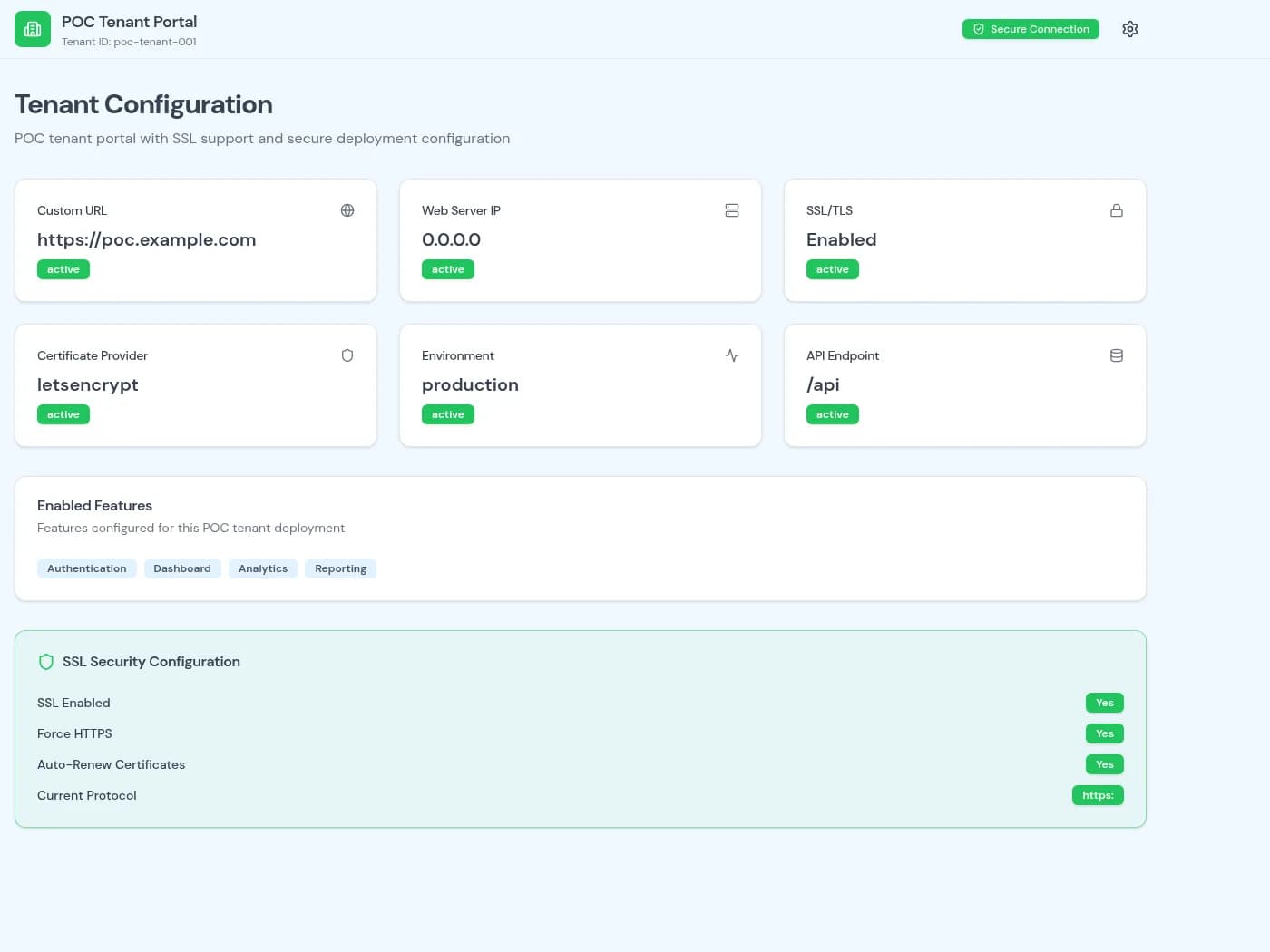 POC Tenant Web Portal with SSL Support