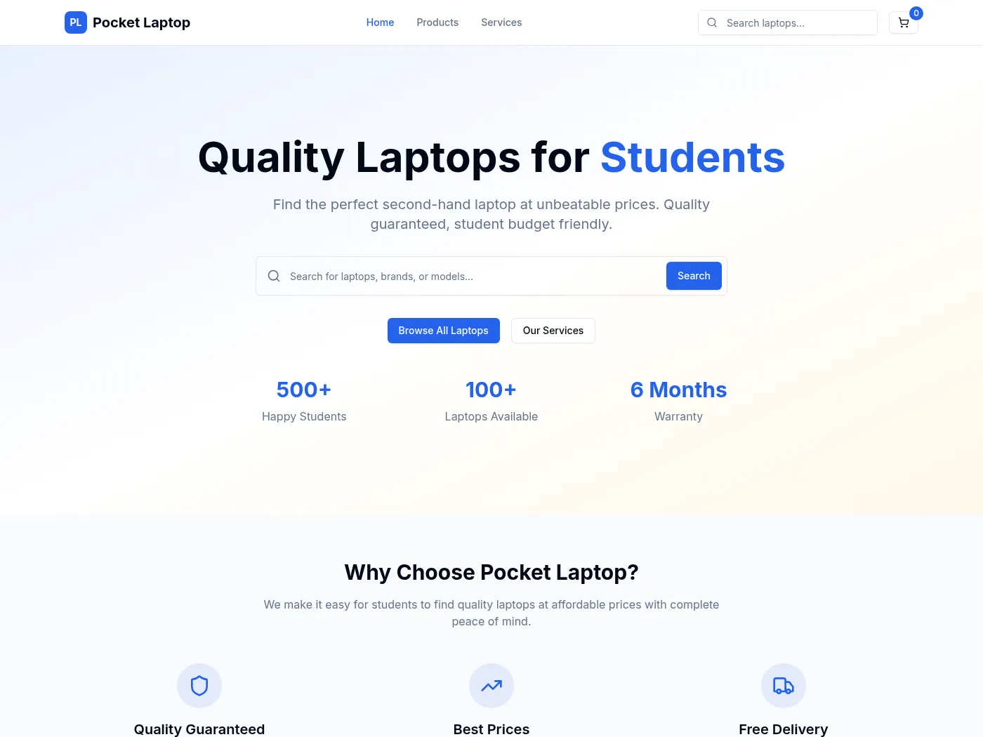 Pocket Laptop: Student-Focused Second-Hand Laptop E-Commerce Website