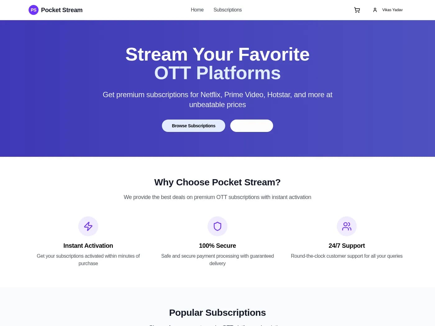 Pocket Stream OTT eCommerce Platform