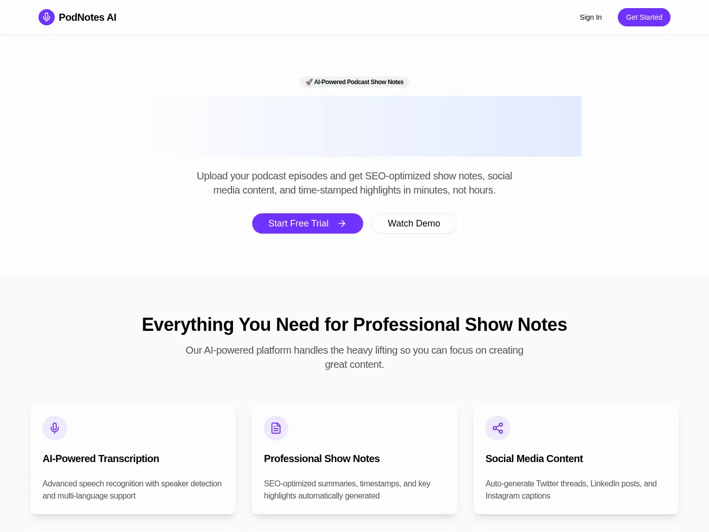 Podcast Episode Notes Generator SaaS