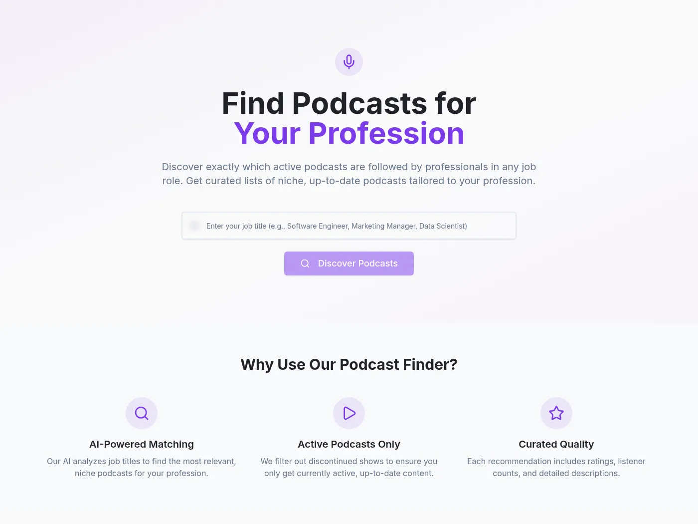 Podcast Finder for Job Titles