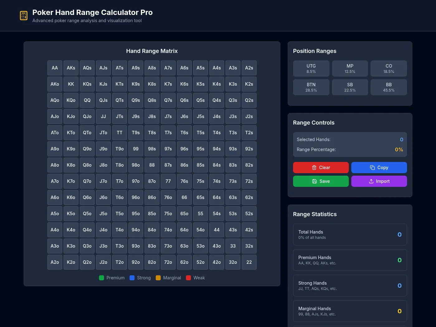 Poker Hand Range Calculator Pro
