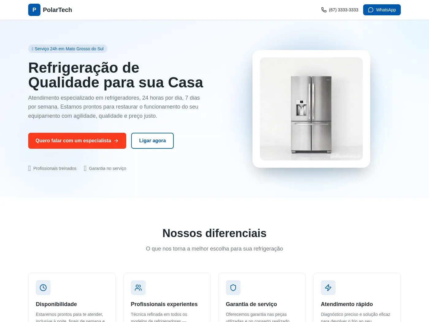 PolarTech Refrigeration Services Website