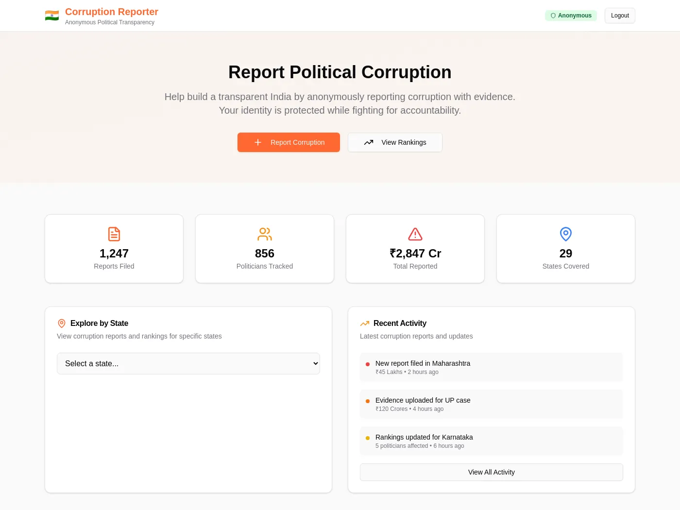 Political Corruption Reporting Platform