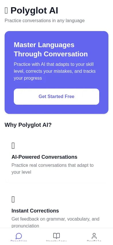 Polyglot AI - Adaptive Language Practice App