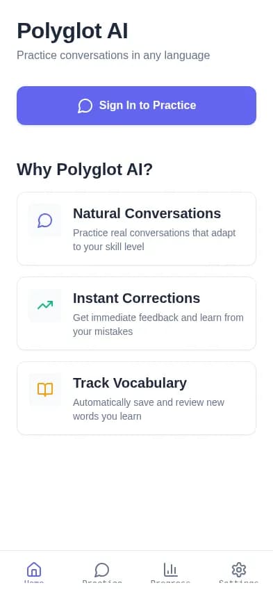 Polyglot AI: Adaptive Language Practice Mobile App