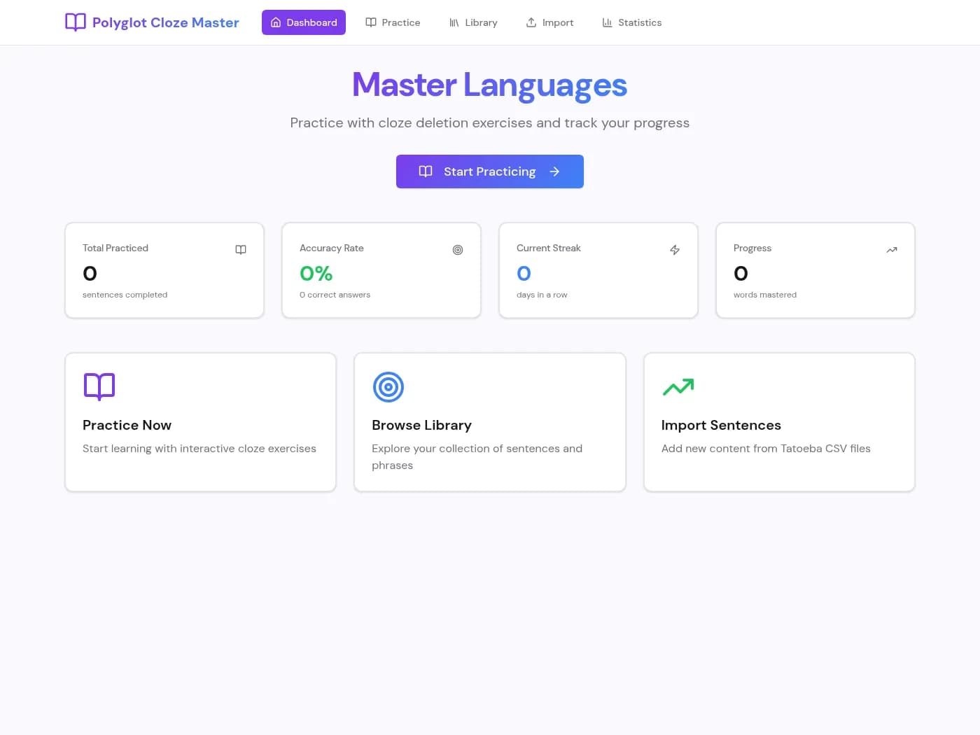 Polyglot Cloze Master: Tatoeba Language Learning App