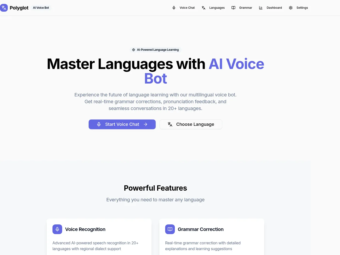 Polyglot Voice Bot Web Platform