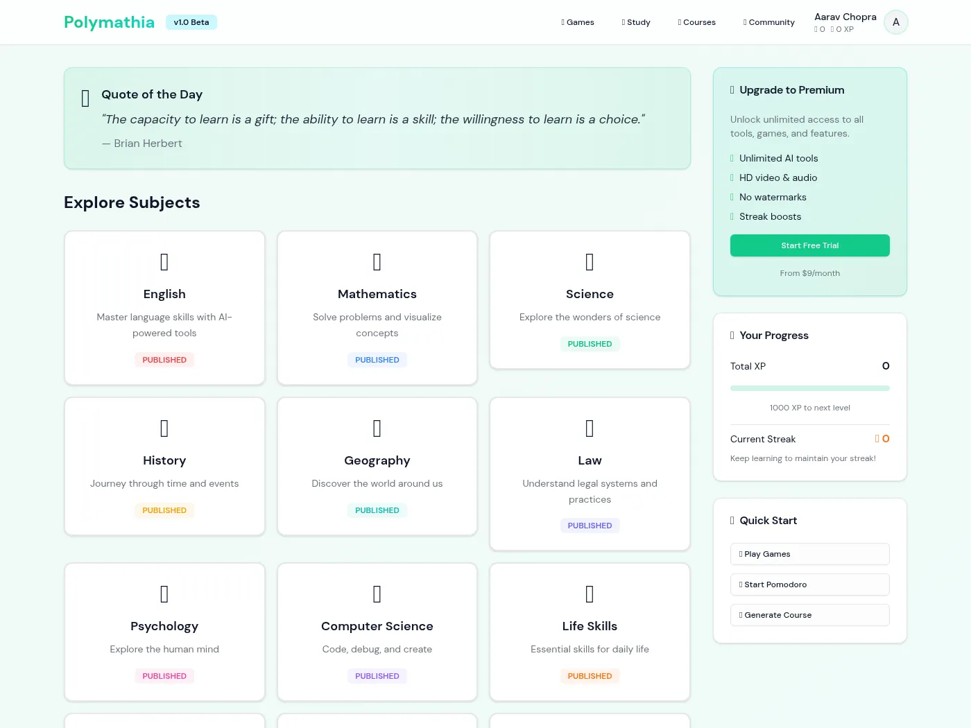 Polymathia: The Ultimate AI Learning Platform