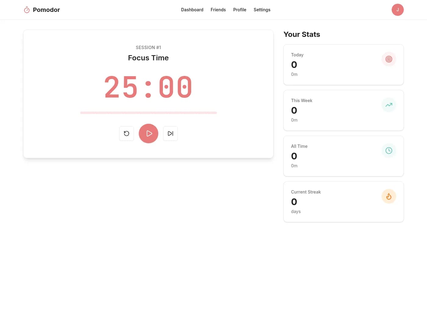 Pomodor: Student Social Pomodoro Timer with Friends, Stats & Minimalist UI
