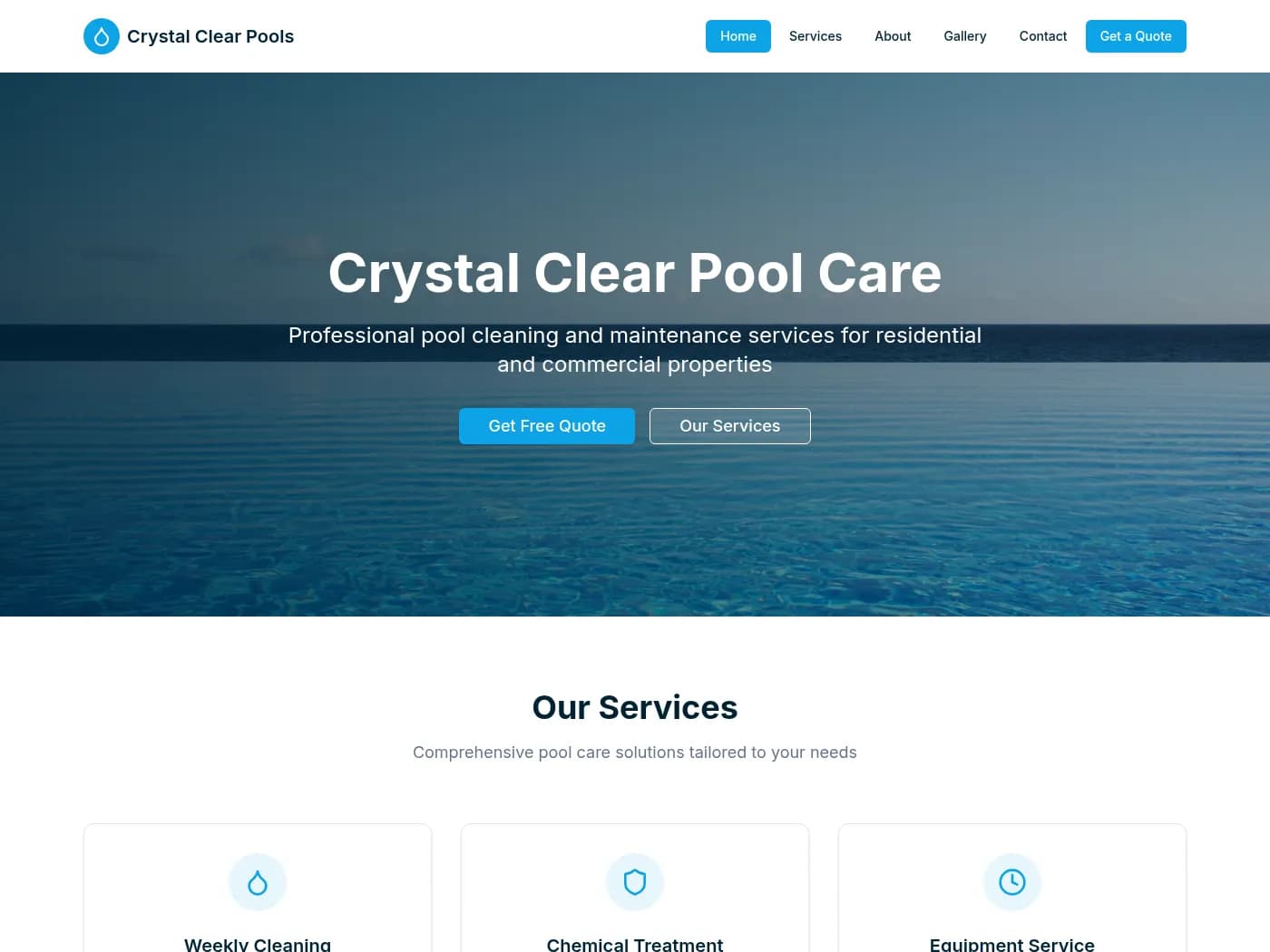 Crystal Clear Pools Service Website