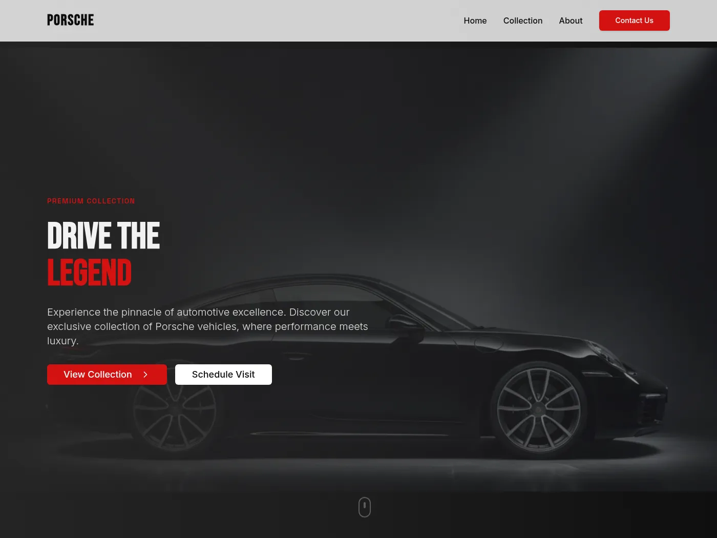 Porsche Showroom Website with Client Contact Feature