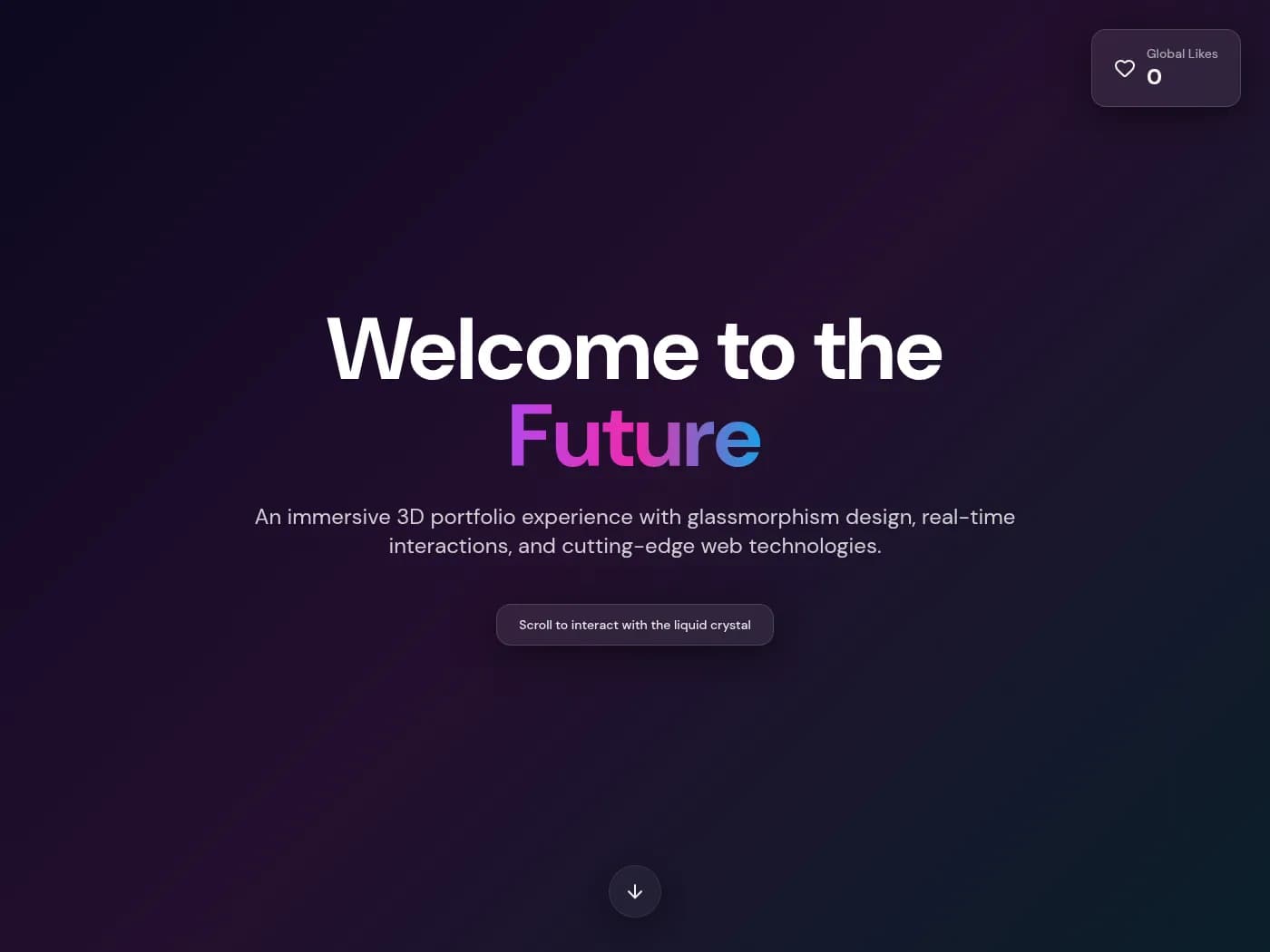 Portafolio del Futuro - SPA 3D interactivo con React Three Fiber, Glassmorphism y Backend en Tiempo Real