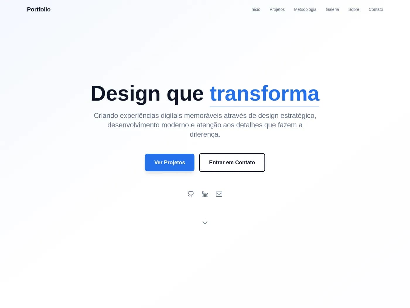 Portfólio Interativo Moderno com Animações Suaves e Design Minimalista