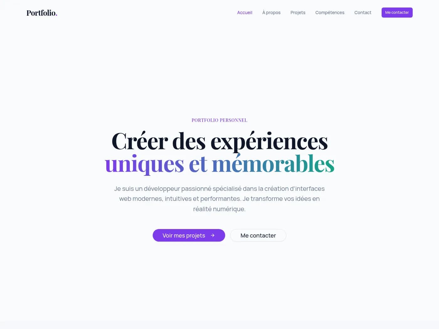 Portfolio Personnel Créatif et Moderne