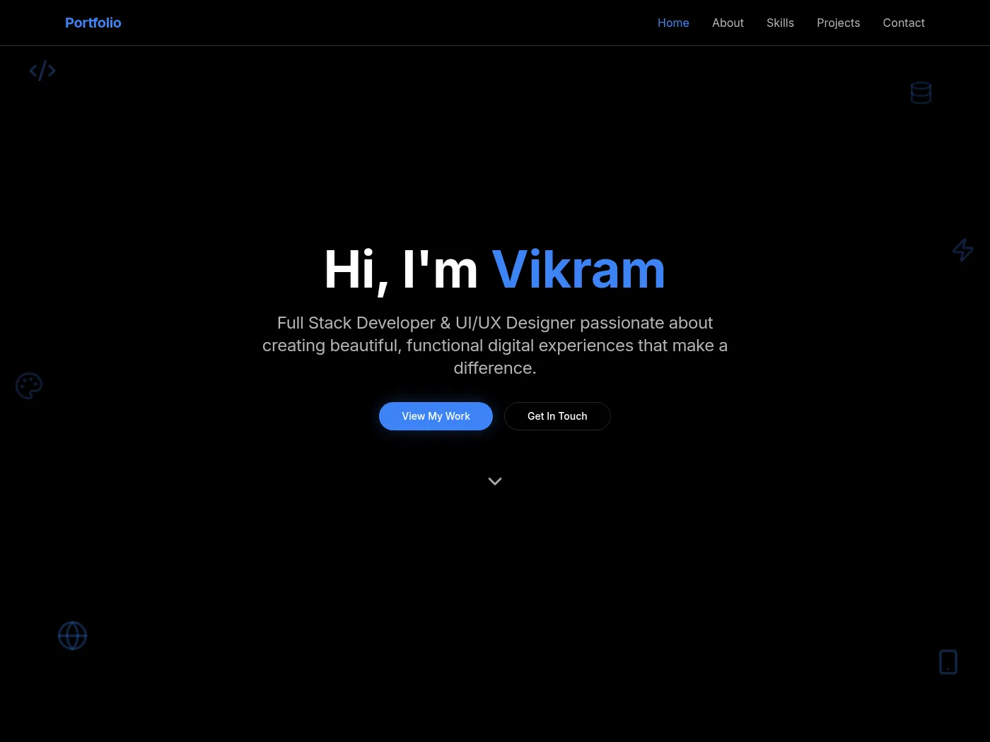 Personal Portfolio Website Clone with Black Background