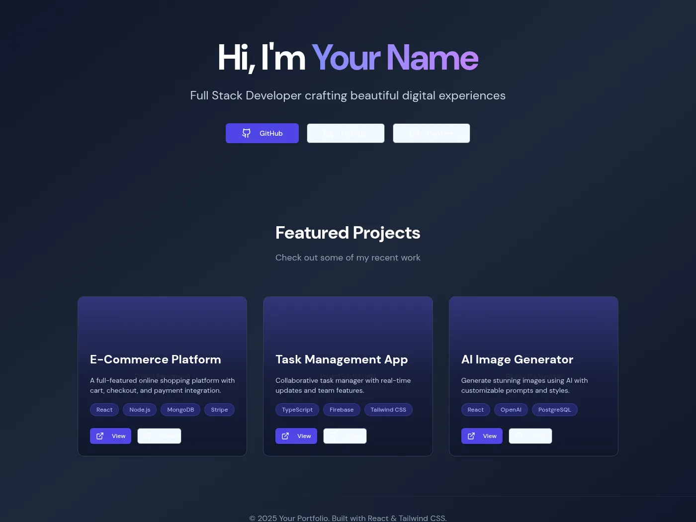 Interactive Portfolio with Custom Background Images