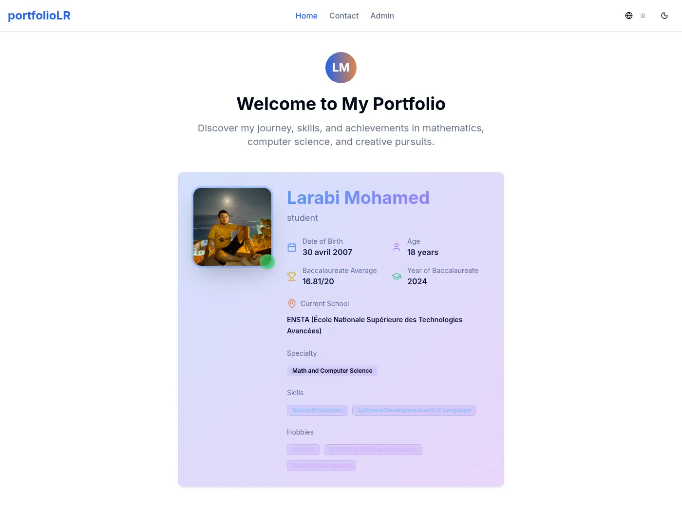 portfolioLR – A Multilingual, Modern & Editable Portfolio for Larabi Mohamed