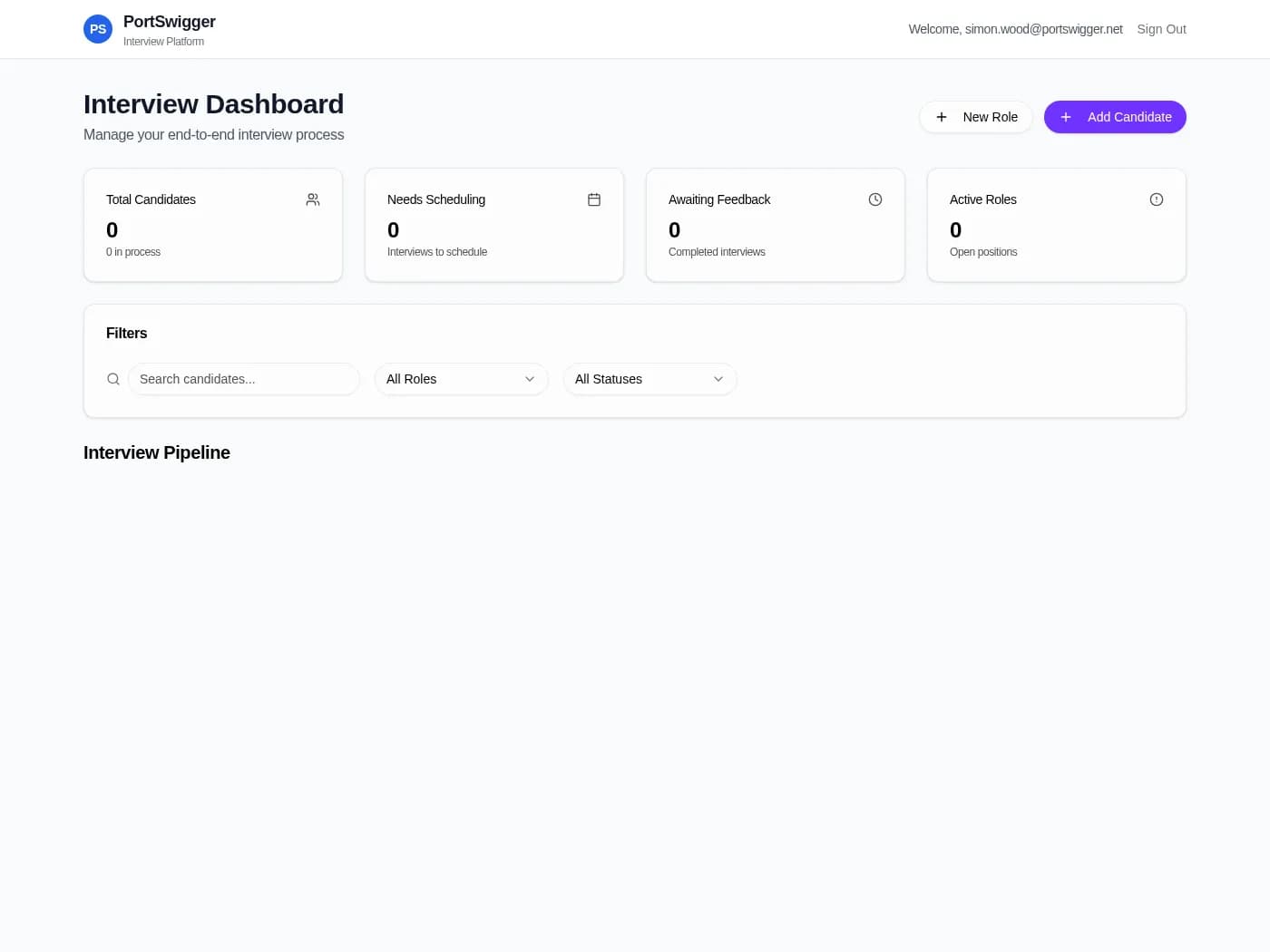 PortSwigger Multi-Stage Interview Orchestration Platform