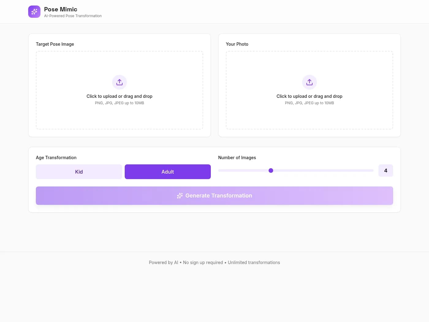 Pose and Body Mimicry Web Tool