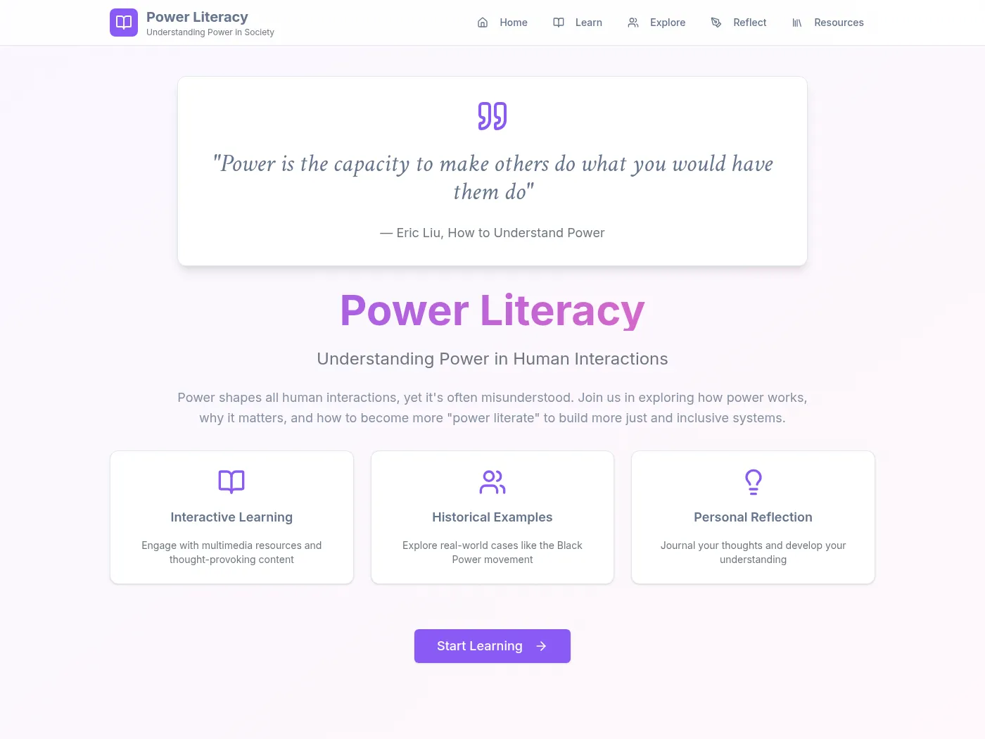 Power Literacy: A Platform for Exploring and Understanding Power in Society