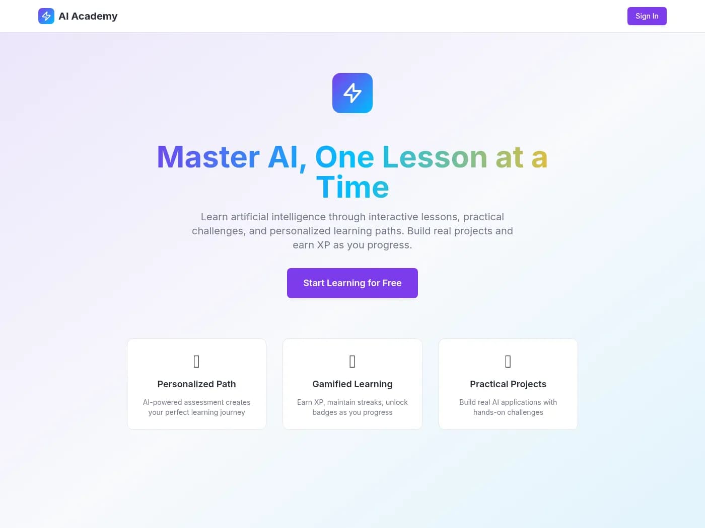 Practical AI Learning Platform with Gamified Progression