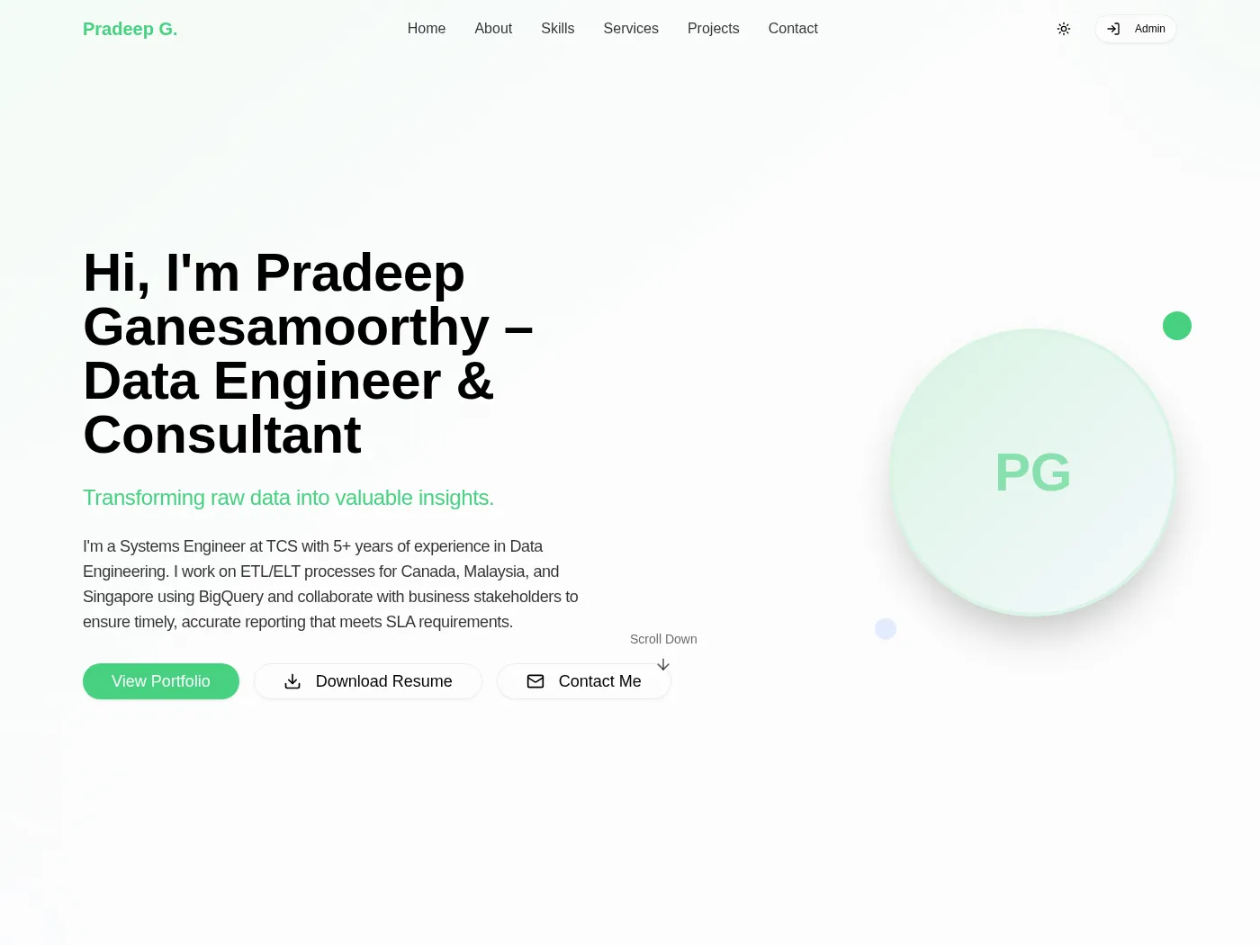 Pradeep Ganesamoorthy's Live-Editable Portfolio Website