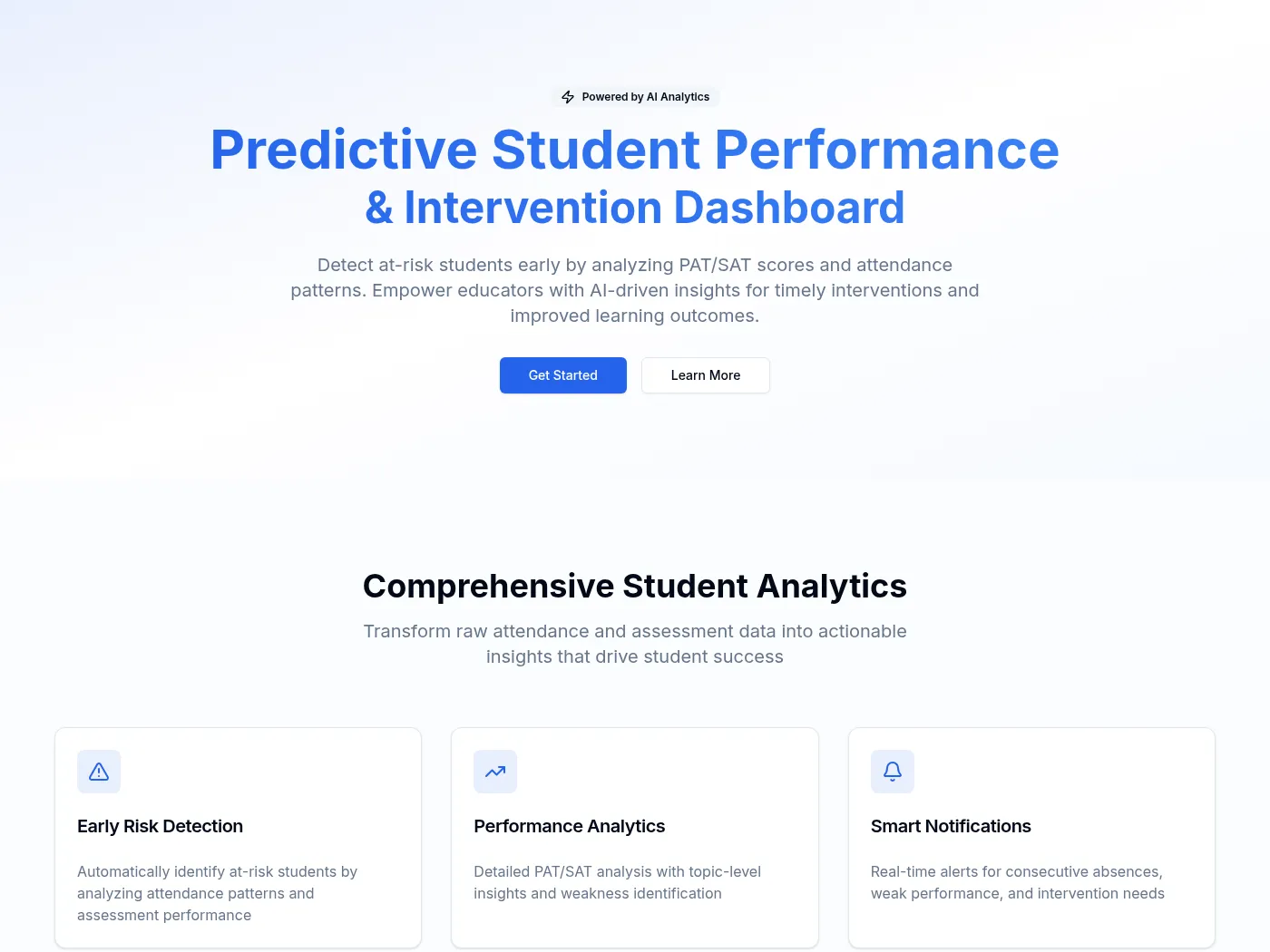 Predictive Student Performance & Intervention Dashboard
