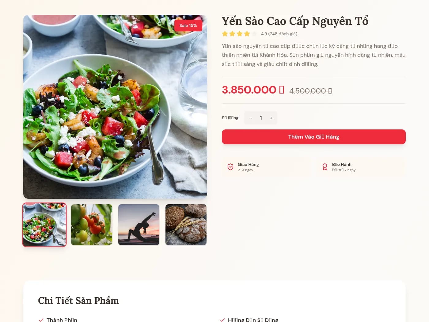 Premium Bird’s Nest Product Detail Page Inspired by Vietnamese Luxury Design