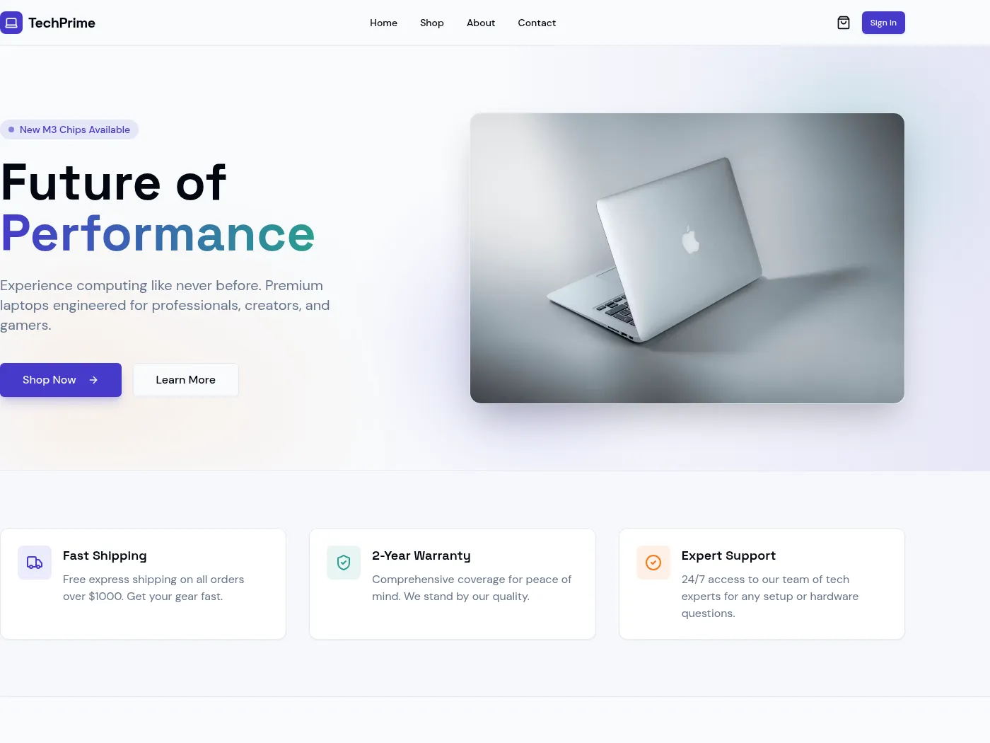 Premium Laptop Sales Website