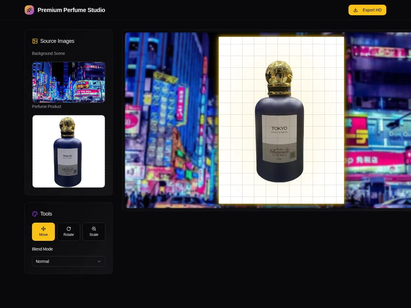 Premium Perfume Image Composer