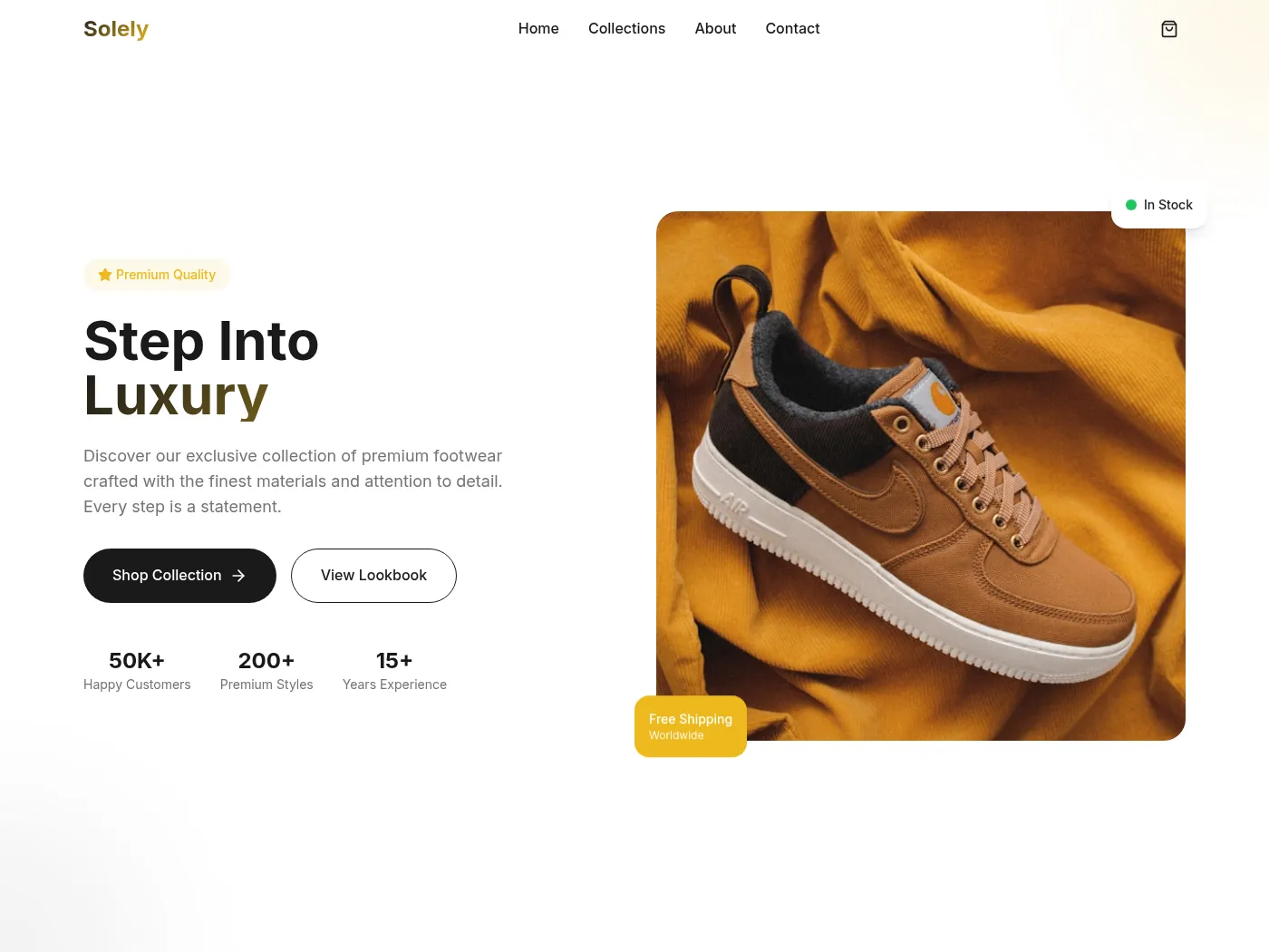Solely: Premium Shoe Store Landing Page UI