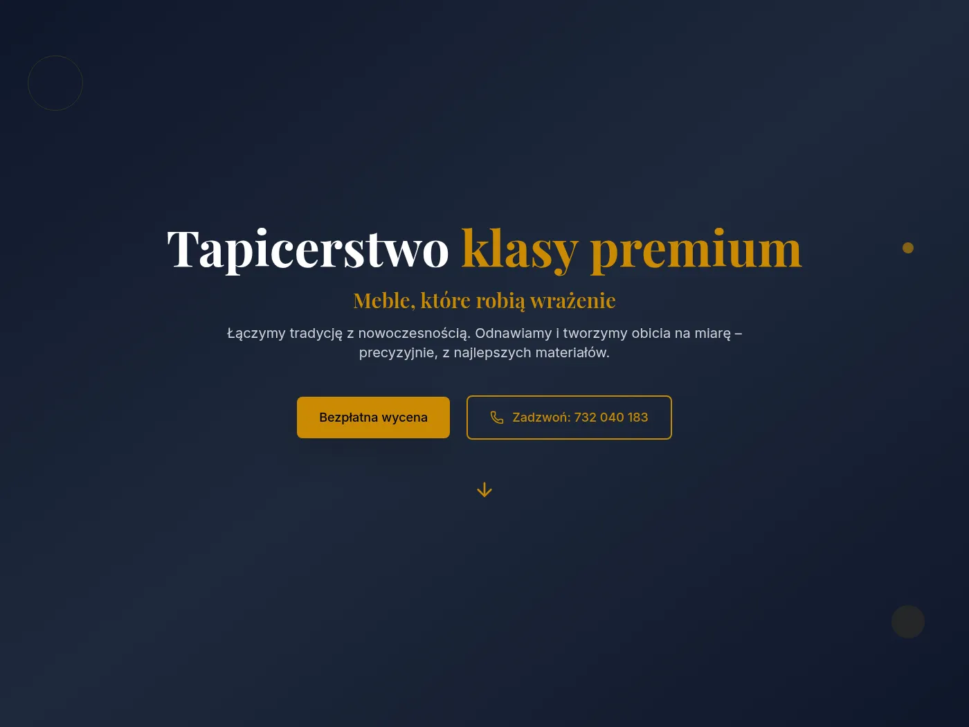 Premium Upholstery Studio – One-Page Showcase in Dark Elegant Style