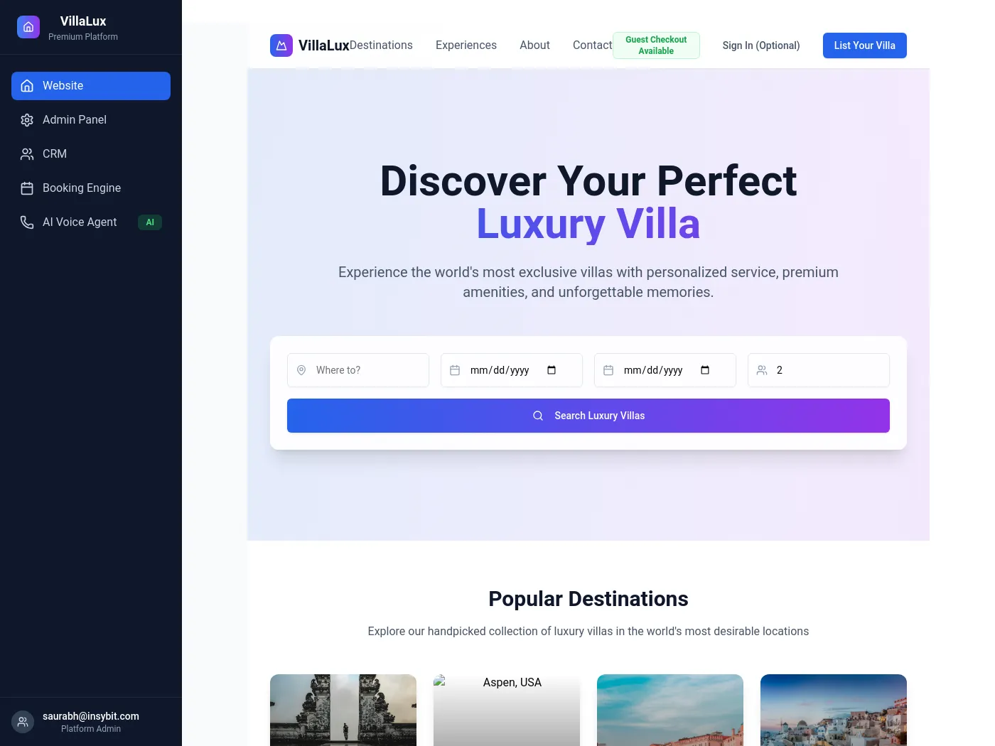 Premium Villa Booking Platform with AI Assistant