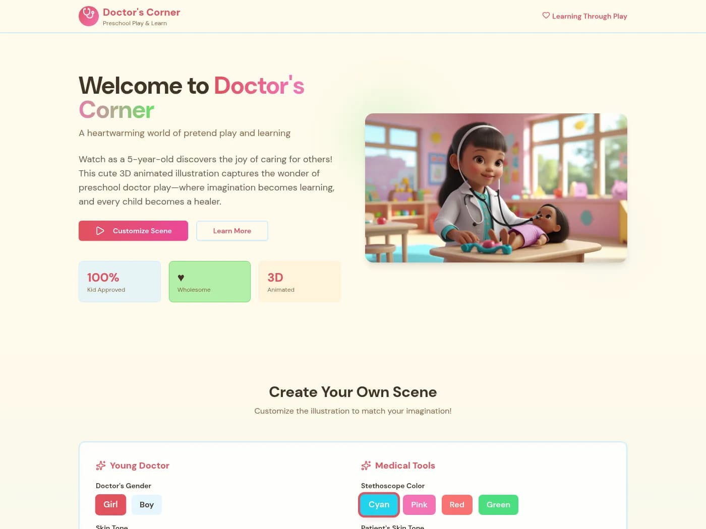 Preschool 'Doctor's Corner' Animated Illustration Generator