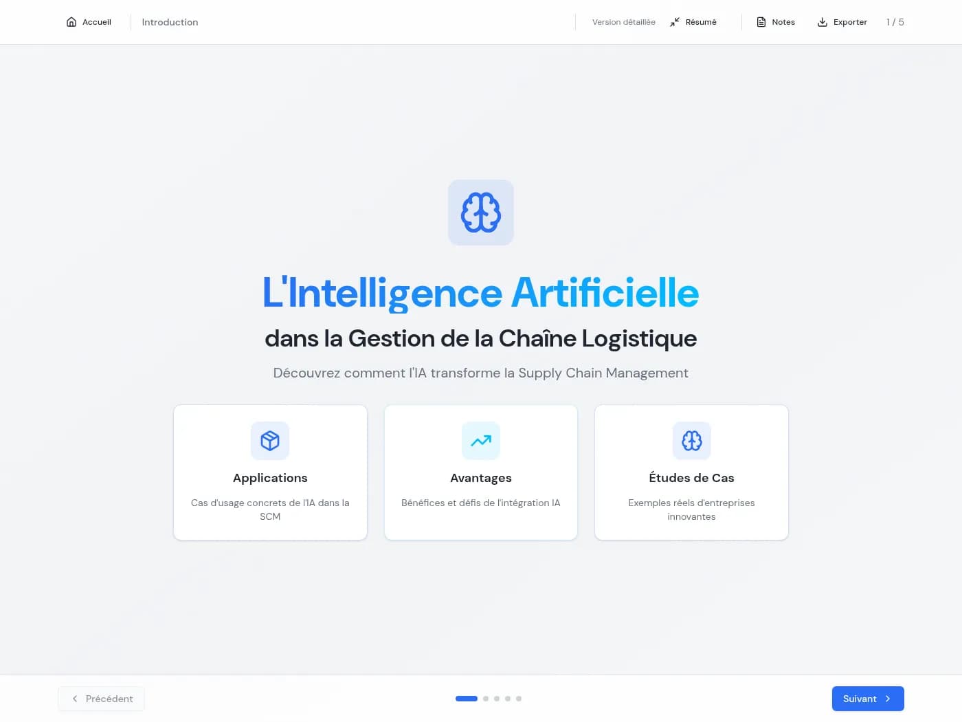 Présentation sur l'IA dans la gestion de la chaîne logistique